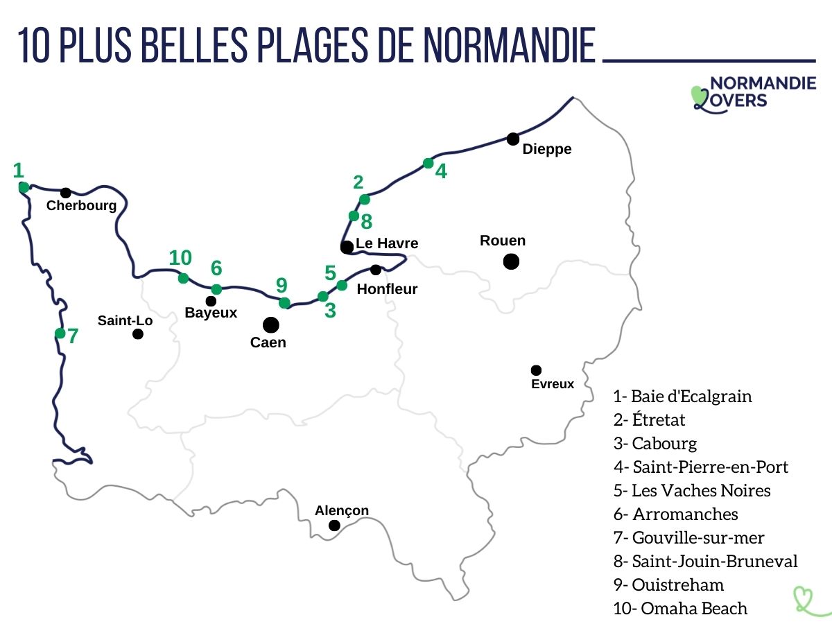 10 cartes touristiques de la Normandie (plages, villages…)