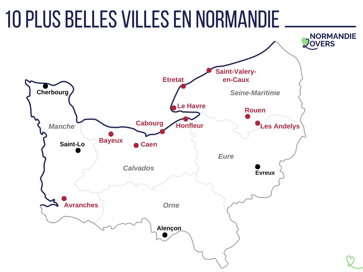 10 cartes touristiques de la Normandie (plages, villages…)